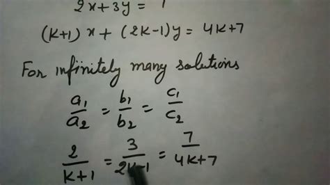 Find The Value Of K For Which The Following Pair Of Linear Equations Have Infinitely Many