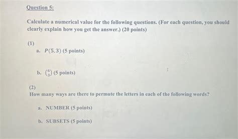 Solved Calculate A Numerical Value For The Following Chegg