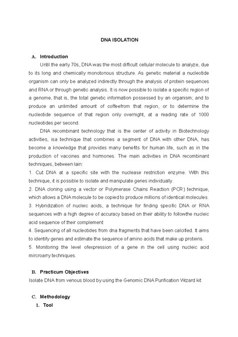 Dna Isolation Dna Isolation A Introduction Until The Early 70s Dna Was The Most Difficult