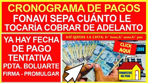 FONAVI LO ÚLTIMO CRONOGRAMA DE PAGOS PDTA BOLUARTE TENEMOS NOTICIAS