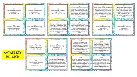 Evaluating Numerical Expressions Task Cards To The Square Inch
