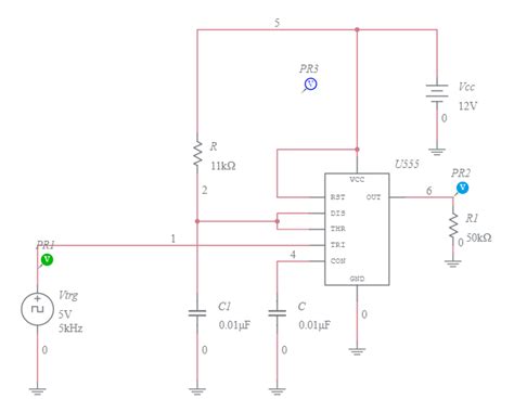 555 Timer Monostable Multivibrator Multisim Live