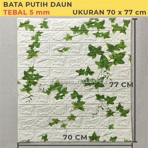 Bata Putih Daun 5mm Wallpaper Dinding 3d Stiker Grahawallpaper