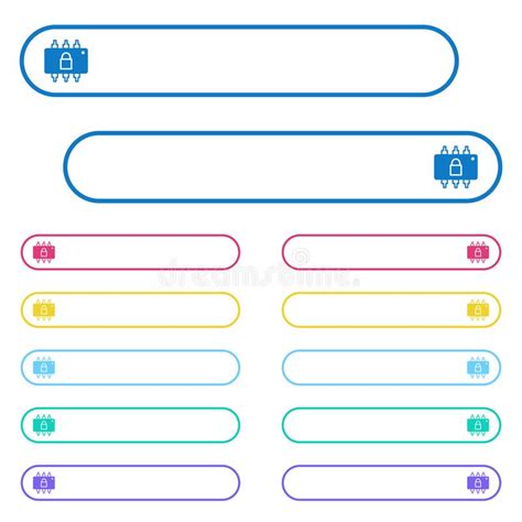 Hardware Locked Icons In Rounded Color Menu Buttons Stock Vector