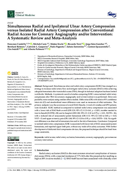 Pdf Simultaneous Radial And Ipsilateral Ulnar Artery Compression