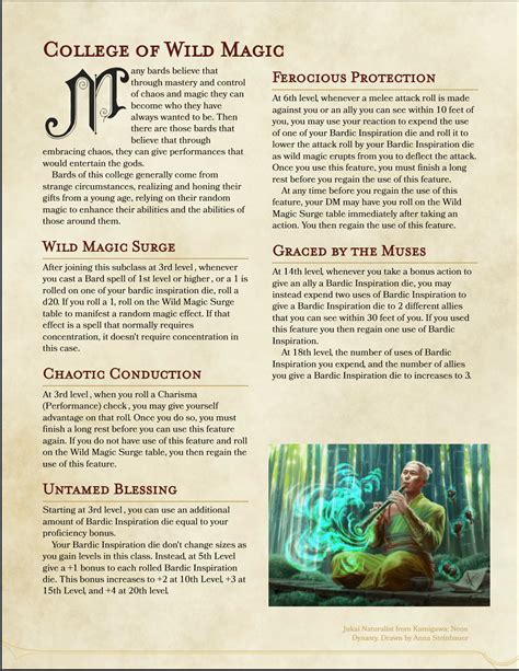 College Of Wild Magic Bard Subclass Runearthedarcana