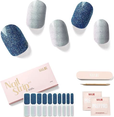 NAILOG Ongles Autocollants Adhesif 20Pcs Stickers Ongles Faux