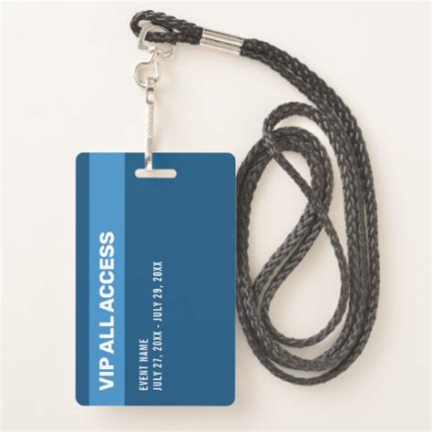 Blue Glitter Glam Vip All Access Pass Event Id Badge Zazzle