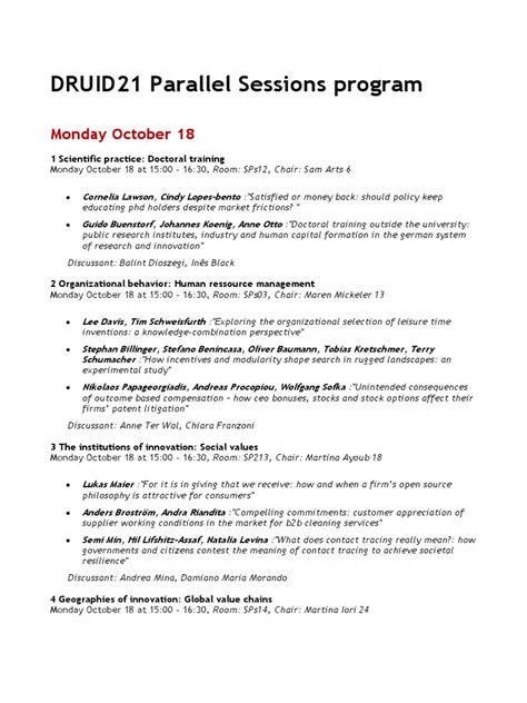 Druid21 Parallel Program Pdf Innovation Entrepreneurship