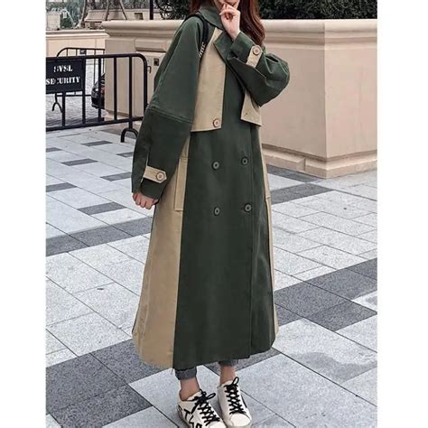 Z Zoux Женский Тренч комбинированный цвет необычный отложной воротник ассиметричный