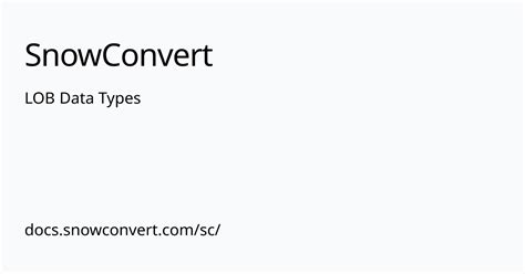 LOB Data Types SnowConvert