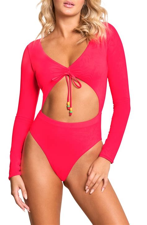 Maaji Cherry Rose Reversible Long Sleeve One Piece Swimsuit Editorialist
