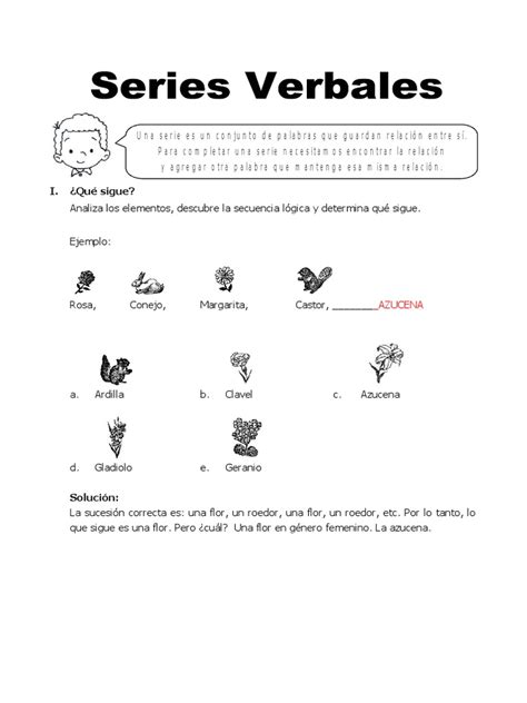 Ejercicios De Series Verbales Para Quinto De Primaria Pdf