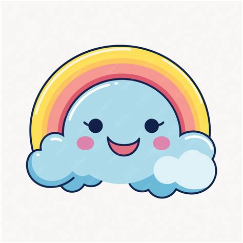 Premium Vector Cute Smiling Cloud Rainbow