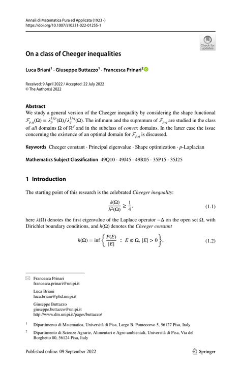 Pdf On A Class Of Cheeger Inequalities