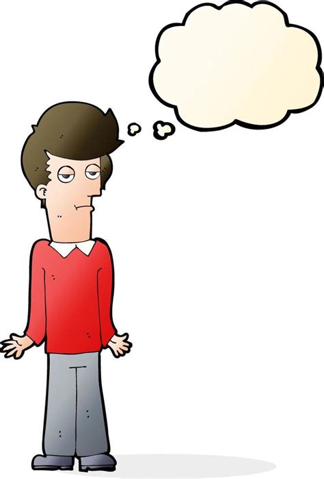 Hombre Aburrido De Dibujos Animados Encogiéndose De Hombros Con Burbuja
