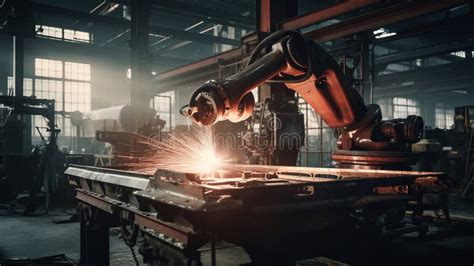 Robot Welding Is Welding Assembly Automotive Ai Generated Stock Illustration Illustration Of