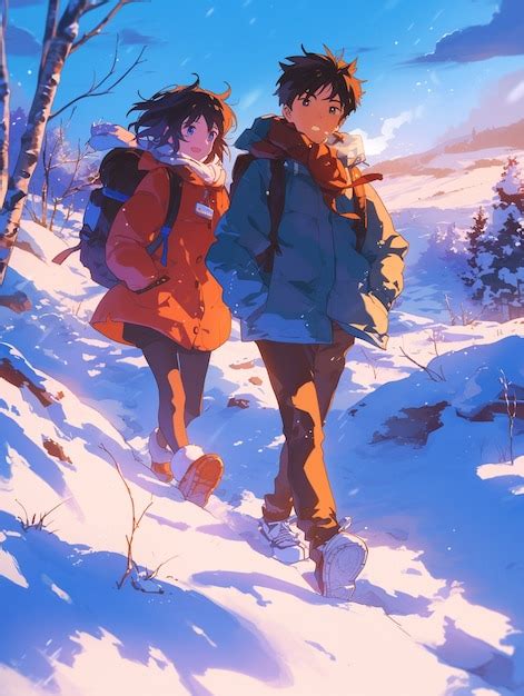 Anime Stil Junge Und Mädchen Paar Ki Generiertes Bild