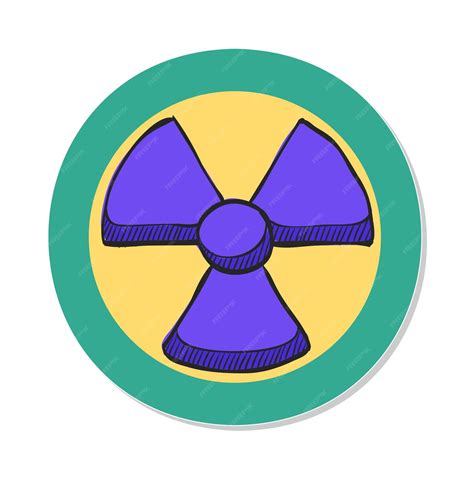 Premium Vector Hand Drawn Radioactive Symbol Icon In Sticker Style