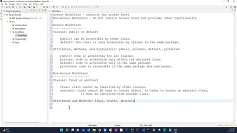 Access Modifiers And Non Access Modifiers Youtube