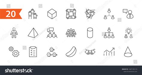 Set Team Work Related Vector Line Stock Vector Royalty Free 1467135113 Shutterstock