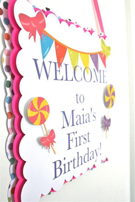 Birthday Welcome Sign Candy Land Welcome Sign Candy Themed Welcome Sign
