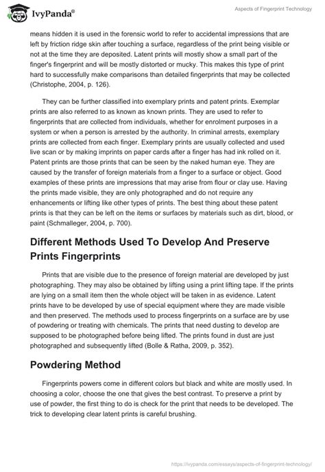 Aspects Of Fingerprint Technology 1172 Words Coursework Example