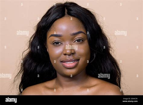 Close Up Beauty Portrait Of Young Black African American Woman With