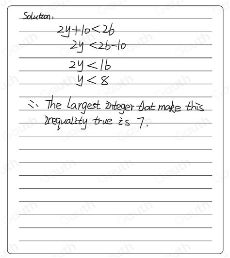 solved 4 solve fory then determine the largest integer that would