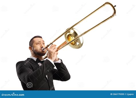 Elegant Young Man Playing A Trombone Stock Image Image Of Artist