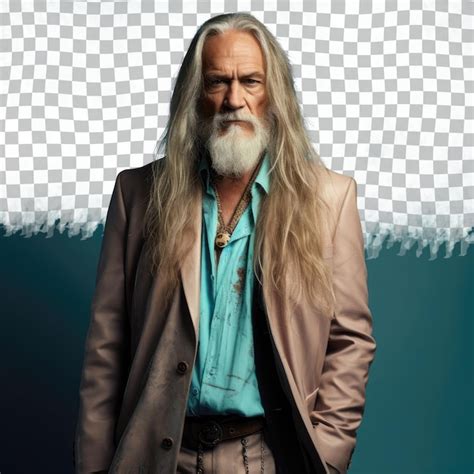 Premium Psd Slavic Senior In Coach Attire Wary With Long Hair Tilted