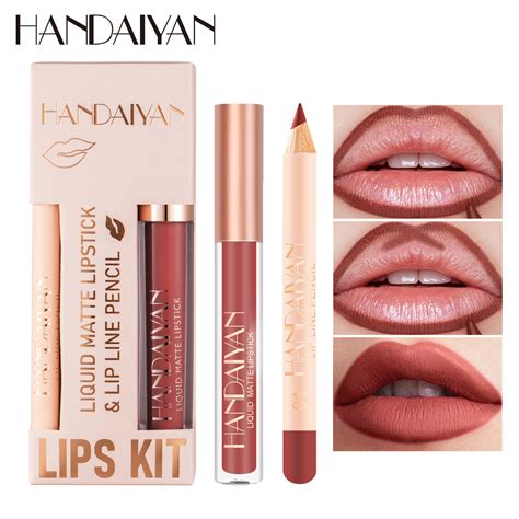 Matte Lip Liner Lip Gloss Set 12 Colors Lipstick Non Stick Cup Non
