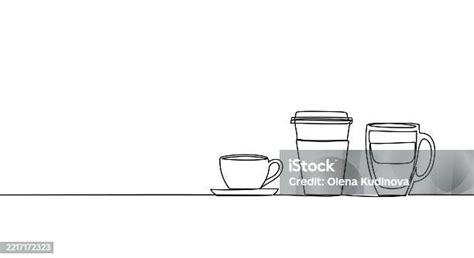 커피 컵 종이컵 라떼 컵 연속적인 하나의 선 그리기 벡터 일러스트 배너 0명에 대한 스톡 벡터 아트 및 기타 이미지 0명 개념 검은색 Istock
