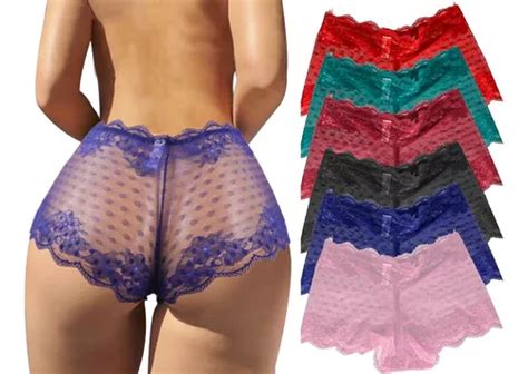 Boxer Cachetero Pack 6 Piezas Encaje Sexy Mujer 1177 MercadoLibre