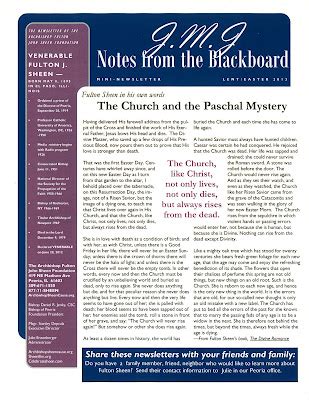 Archbishop Fulton Sheen Foundation Notes From The Blackboard Lent Easter
