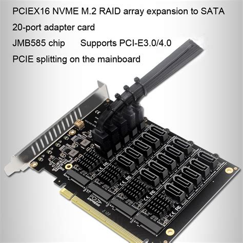 PCIEX16 NVME M 2 RAID Array Expansion SATA 20 Port Transfer Card Alexnld Com