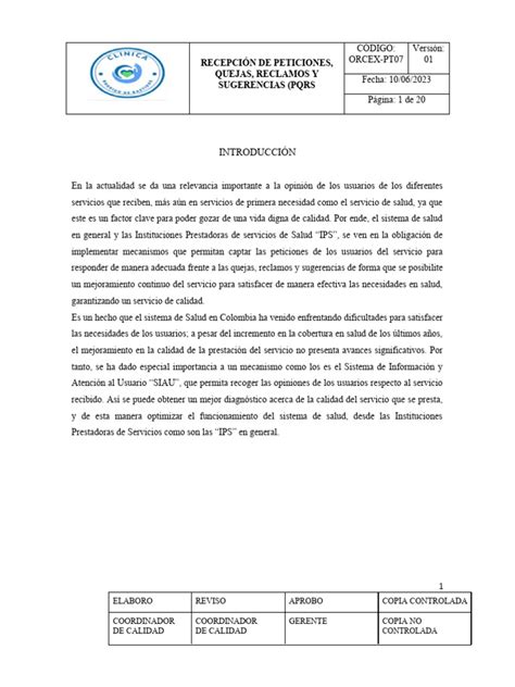 Protocolo Pqrs Pdf Bienestar Comunicación