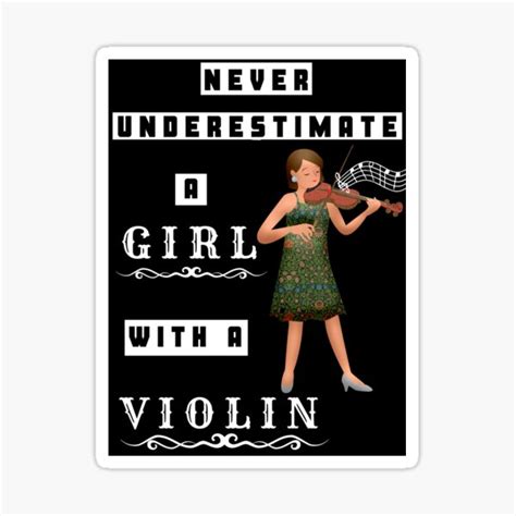 Never Underestimate A Girl With A Violin Vintage Violin Illustration