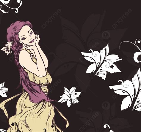 꽃 배경으로 아름다운 아가씨 벽지 패션 외딴 배경 일러스트 및 사진 무료 다운로드 Pngtree