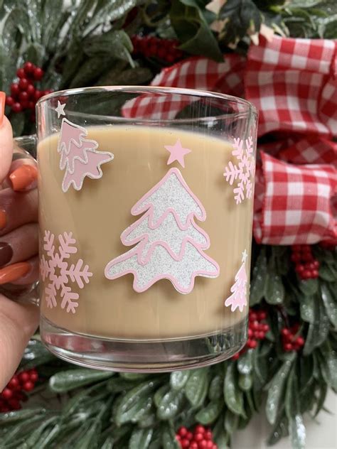 Pink Christmas Tree Snowflakes Mug Etsy In 2024 Pink Christmas Tree