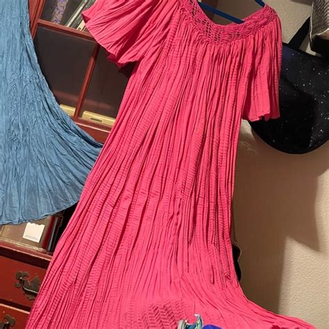 Chandni Dresses Crochet Top Dress Flutter Slv Maxi Crinkle Pleats