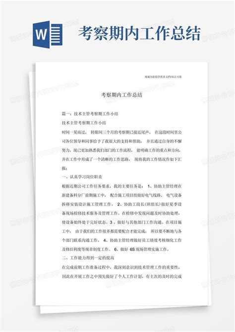考察期内工作总结Word模板下载 编号laemnmmj 熊猫办公