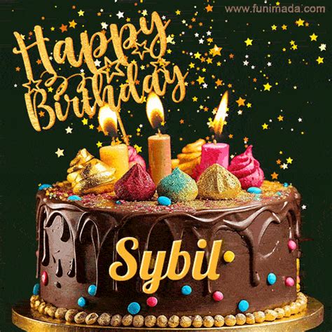 Birthday Animation For Sybil With Chocolate B Day Cake Download On