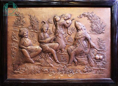 تابلو قلمزنی مسی برجسته طرح بزم فروشگاه و مرکز پخش صنایع دستی پارسیان