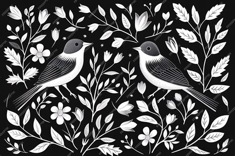 Premium Photo An Antique Etching Featuring Avian And Plant Elements A