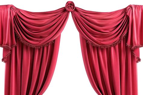 Beautiful Red Curtains Isolated On White Background Premium Ai