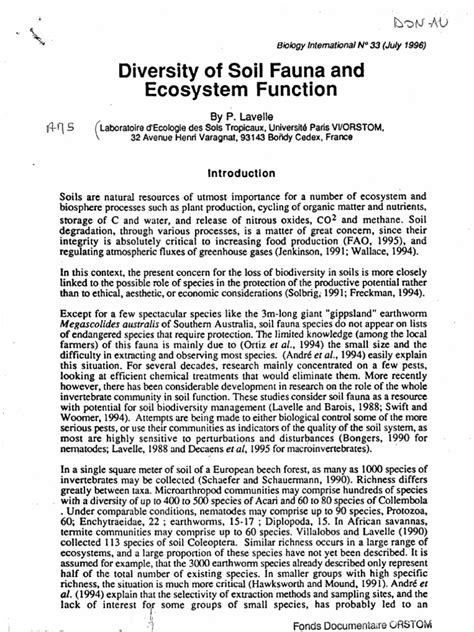 Diversity Of Soil Fauna And Ecosystem Function Pdf Ecosystem Soil