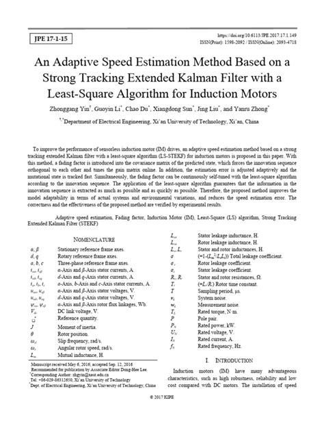 An Adaptive Speed Estimation Method Based On A Strong Tracking Extended