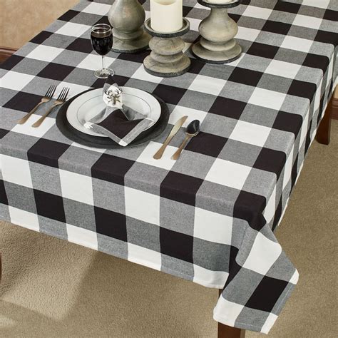 Rustic Buffalo Plaid Black And White Table Linens