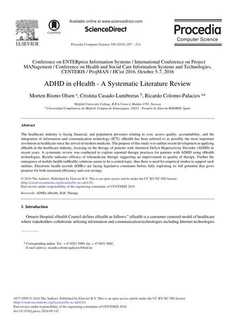 Pdf Adhd In Ehealth A Systematic Literature Review